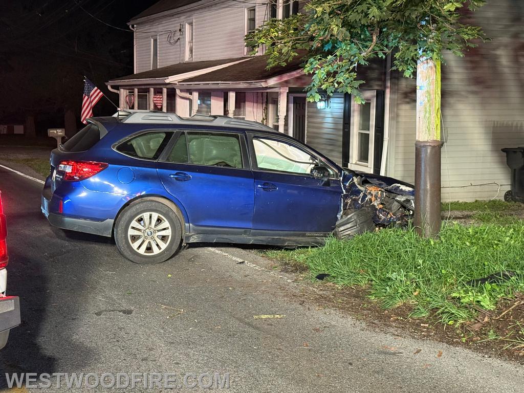 Vehicle Versus Pole in Ercildoun - Westwood Fire Company